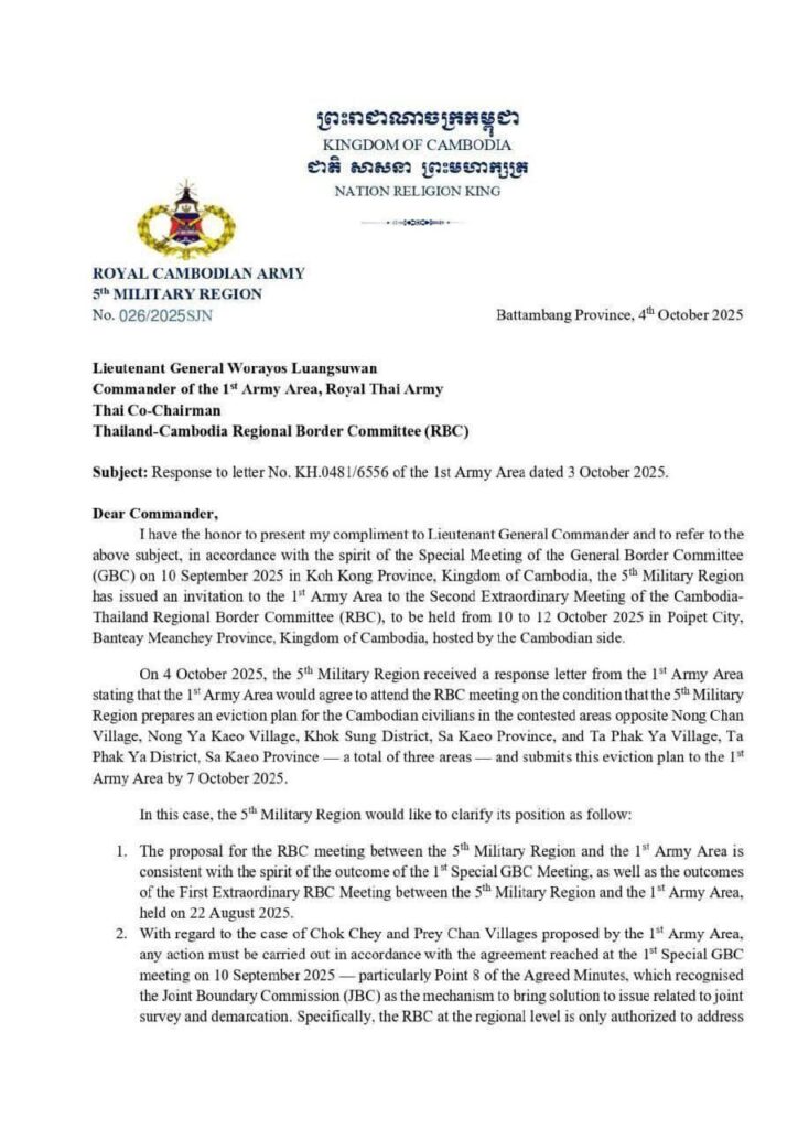 Cambodia Rejects Thai Demand for Civilian Eviction, Reaffirms JBC as ...